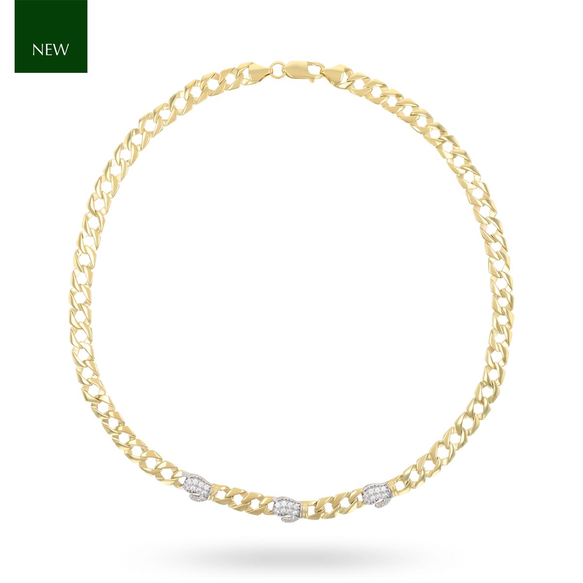 9ct Yellow Gold Cubic Zirconia Boxing Glove Curb Chain