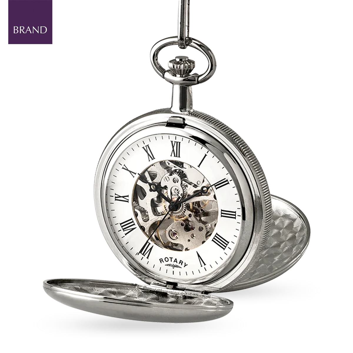 Stainless Steel Double Hunter Skeleton Pocket Watch