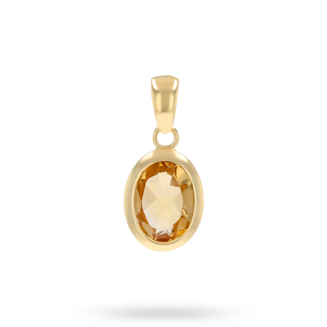 9ct Yellow Gold Oval Shaped Citrine Bezel Set Pendant