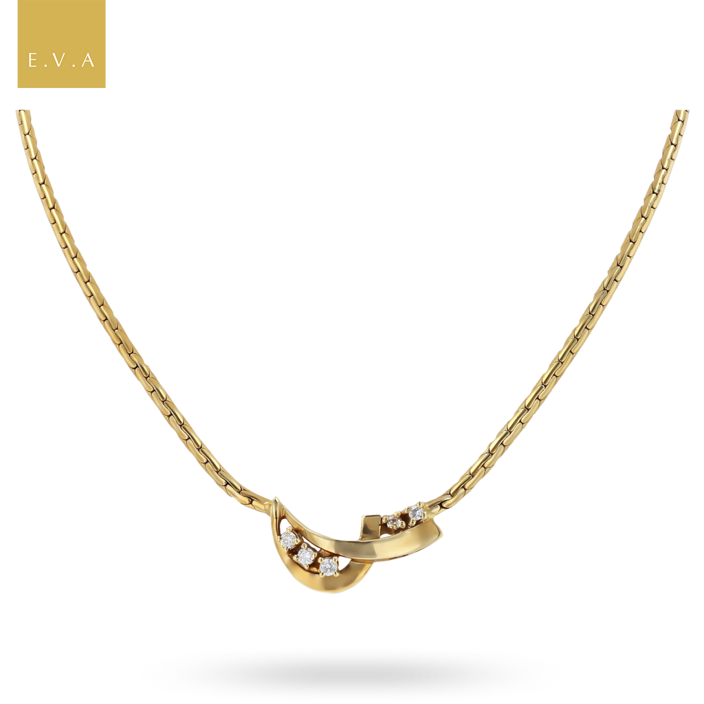 18ct Yellow Gold Diamond Abstract Waves Collarette Necklace
